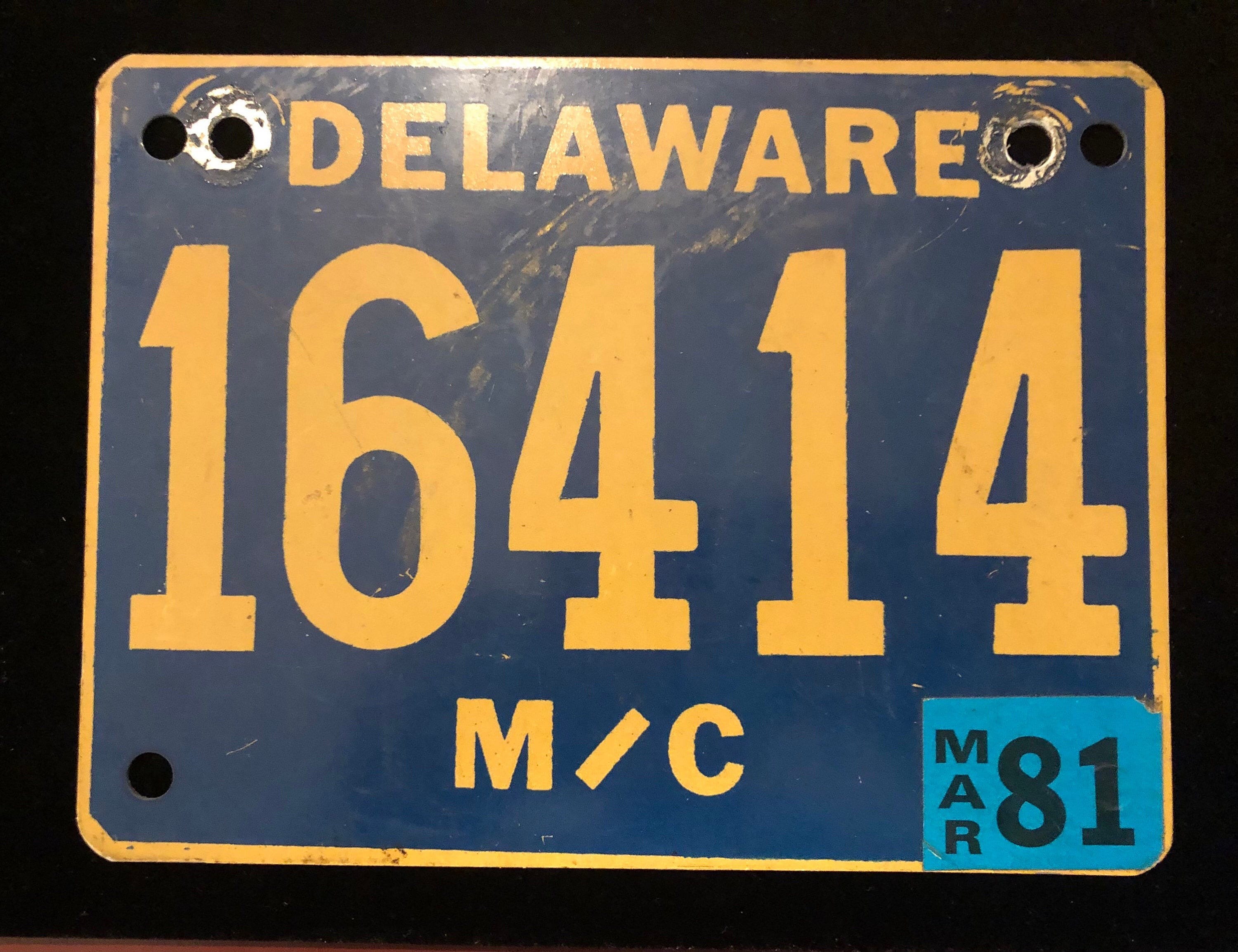 Vintage 1981 Delaware Motorcycle License Plate in Excellent Condition ...