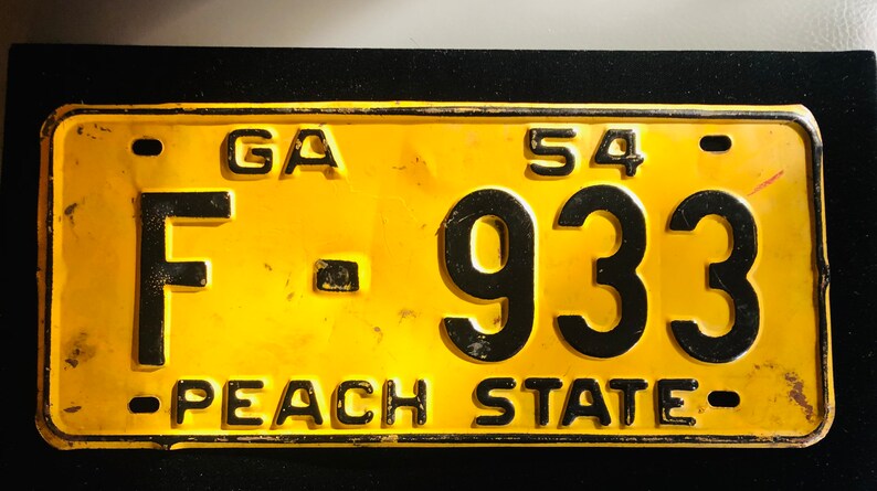 Vintage Original 1954 Georgia Peach State License Plate in Good ...