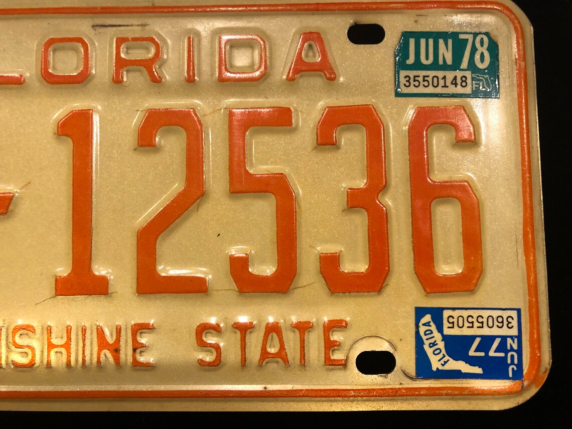 Vintage 1975 Florida License Plate, Sunshine State - Etsy