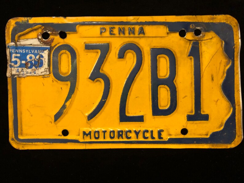 Vintage 1980s Original PA Motorcycle License Plate in Good Condition - Etsy