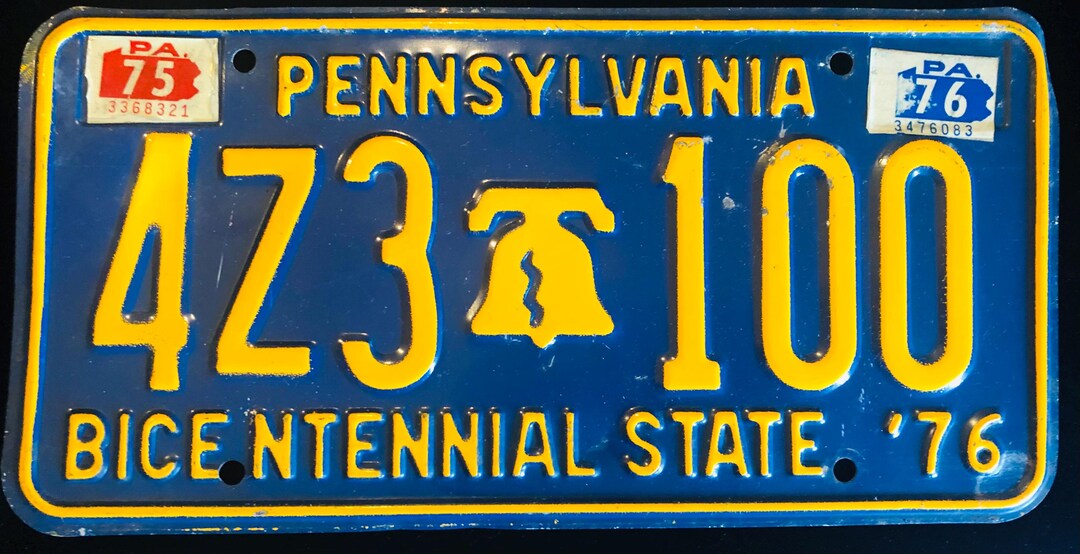 1970s PA Bicentennial License Plate, Excellent Condition - Etsy