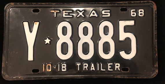 Vintage Original 1968 Texas Trailer License Plate in Excellent - Etsy