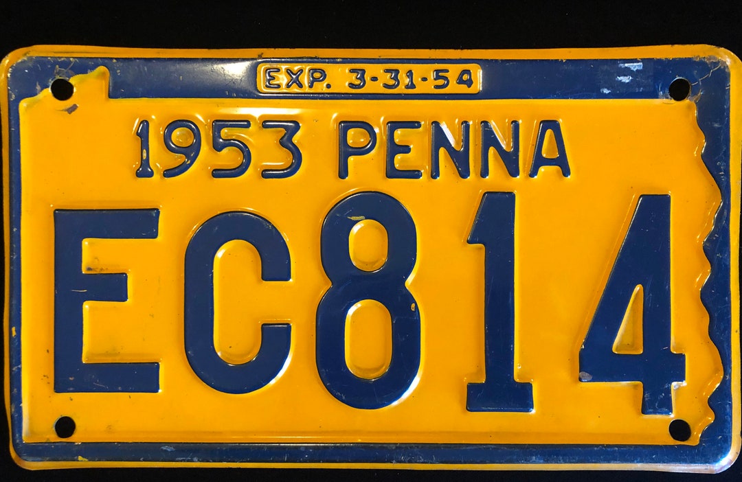 1953 Vintage PA License Plate in Excellent Condition - Etsy
