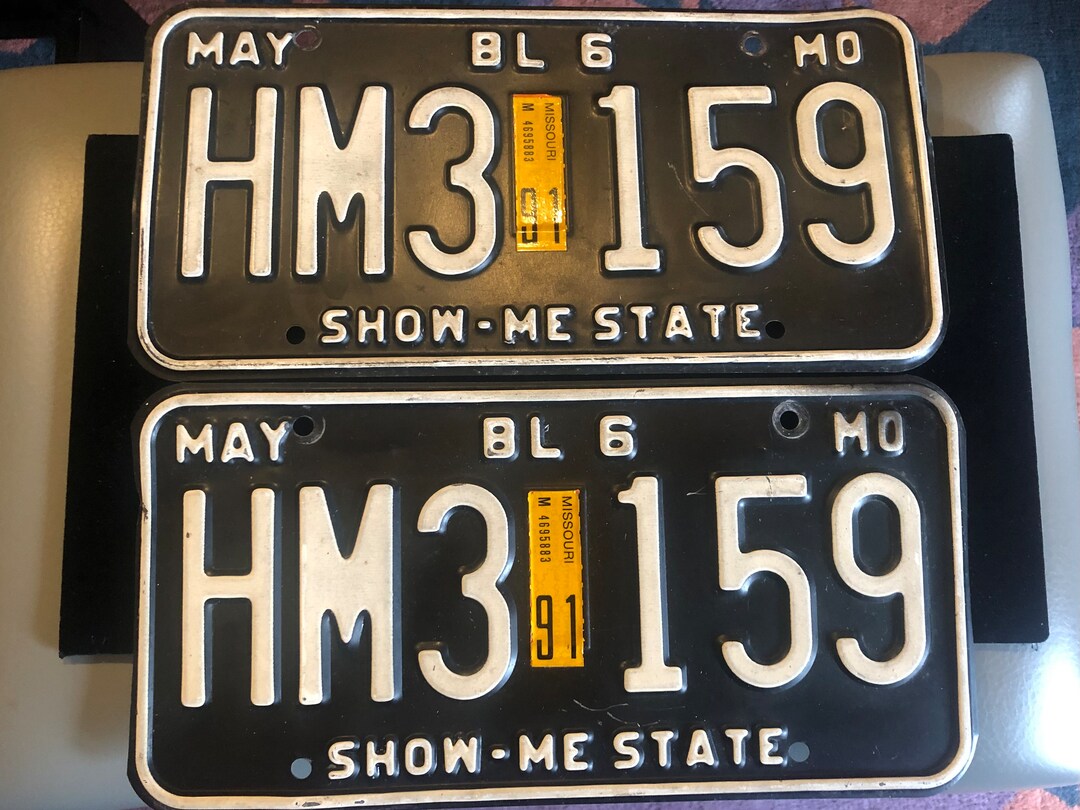 Vintage Original Set of Two(2) 1991 Missouri Matching License Plates - Etsy