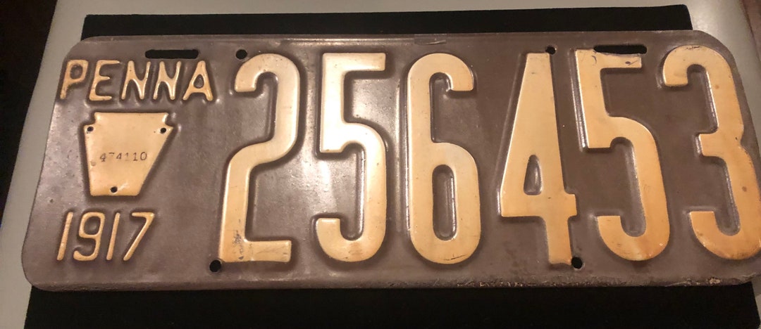 1917 Pennsylvania License Plate, Original Antique - Etsy