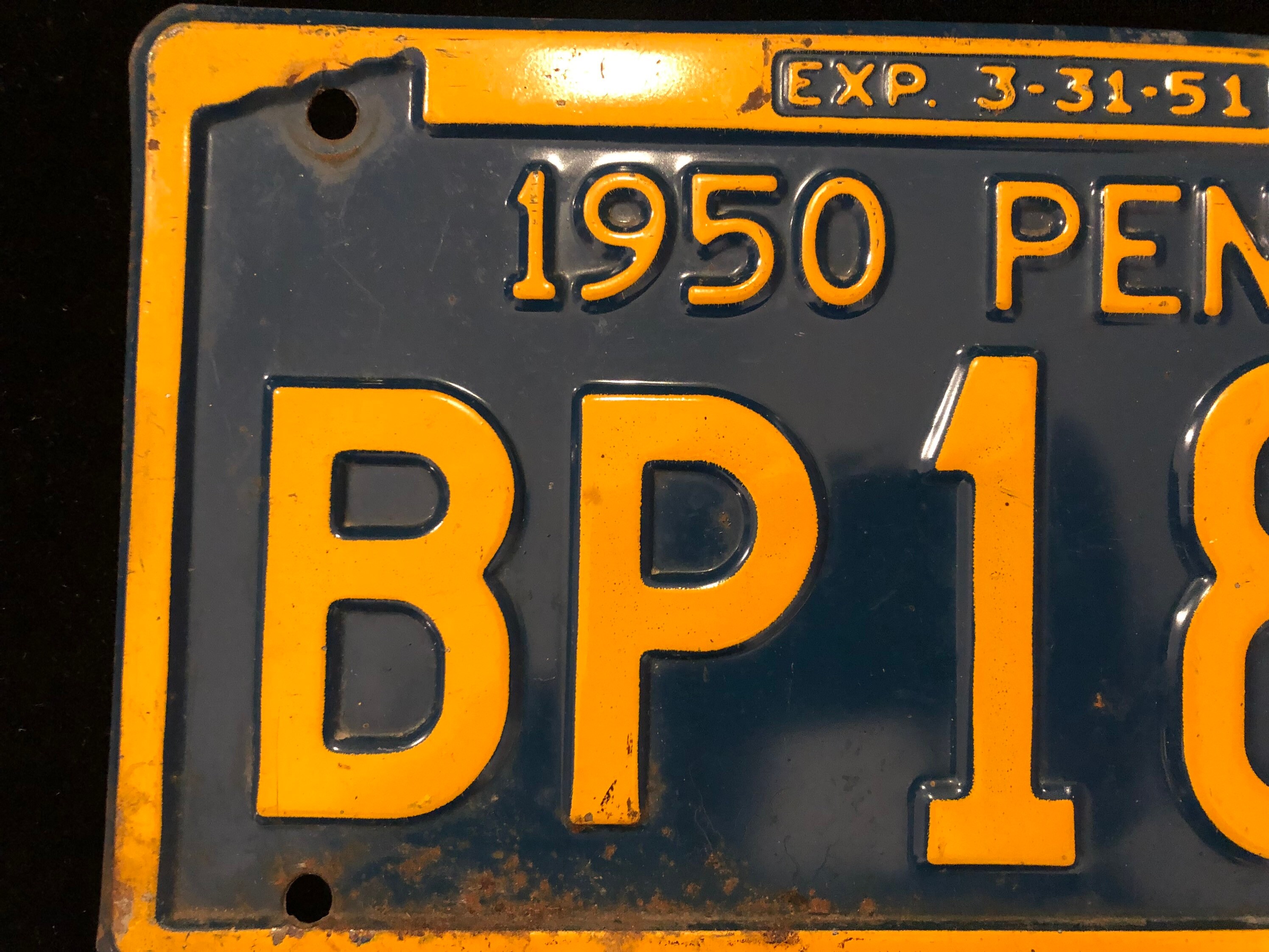 Vintage 1950 PA License Plate - Original Blue & Yellow - Etsy
