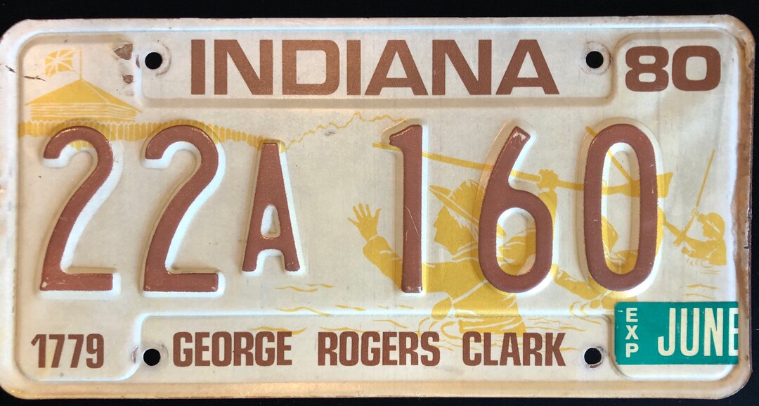 1980 Indiana License Plate, George Rogers Clark - Etsy