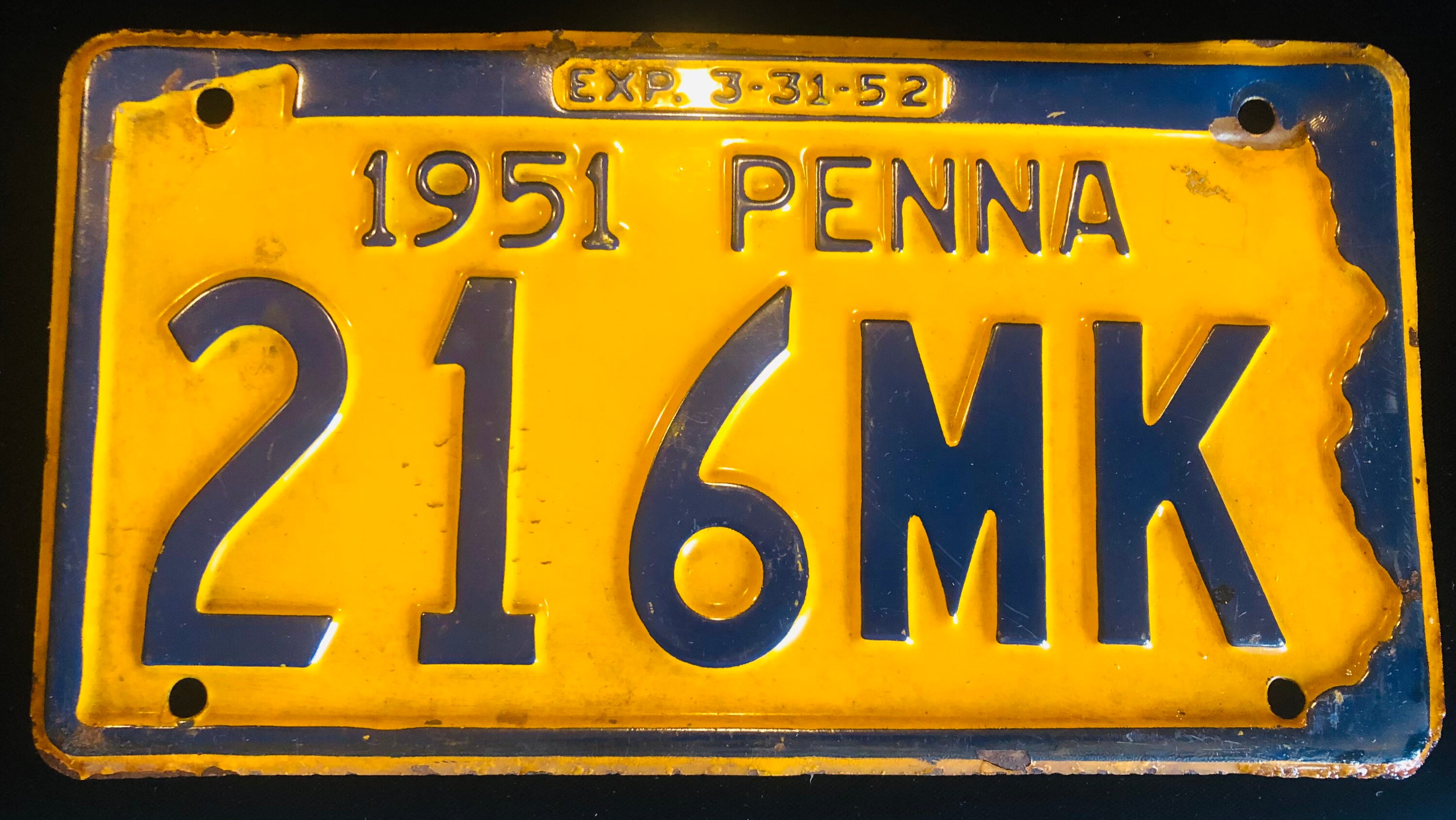 Vintage Original 1951 PA License plate in Excellent Condition - Etsy.de