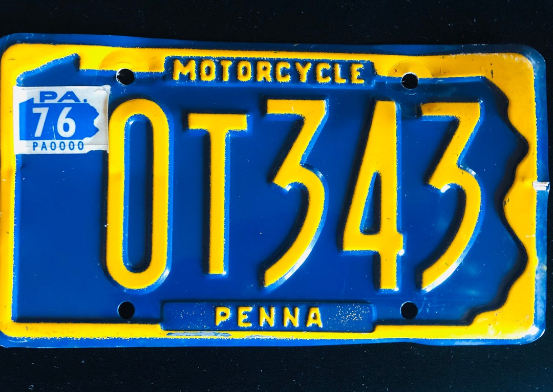 Vintage 1976 PA Motorcycle License Plate in Mint Condition - Etsy
