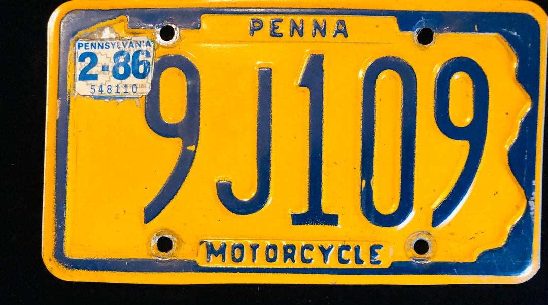 Vintage Original 1986 PA Motorcycle License Plate in Excellent ...