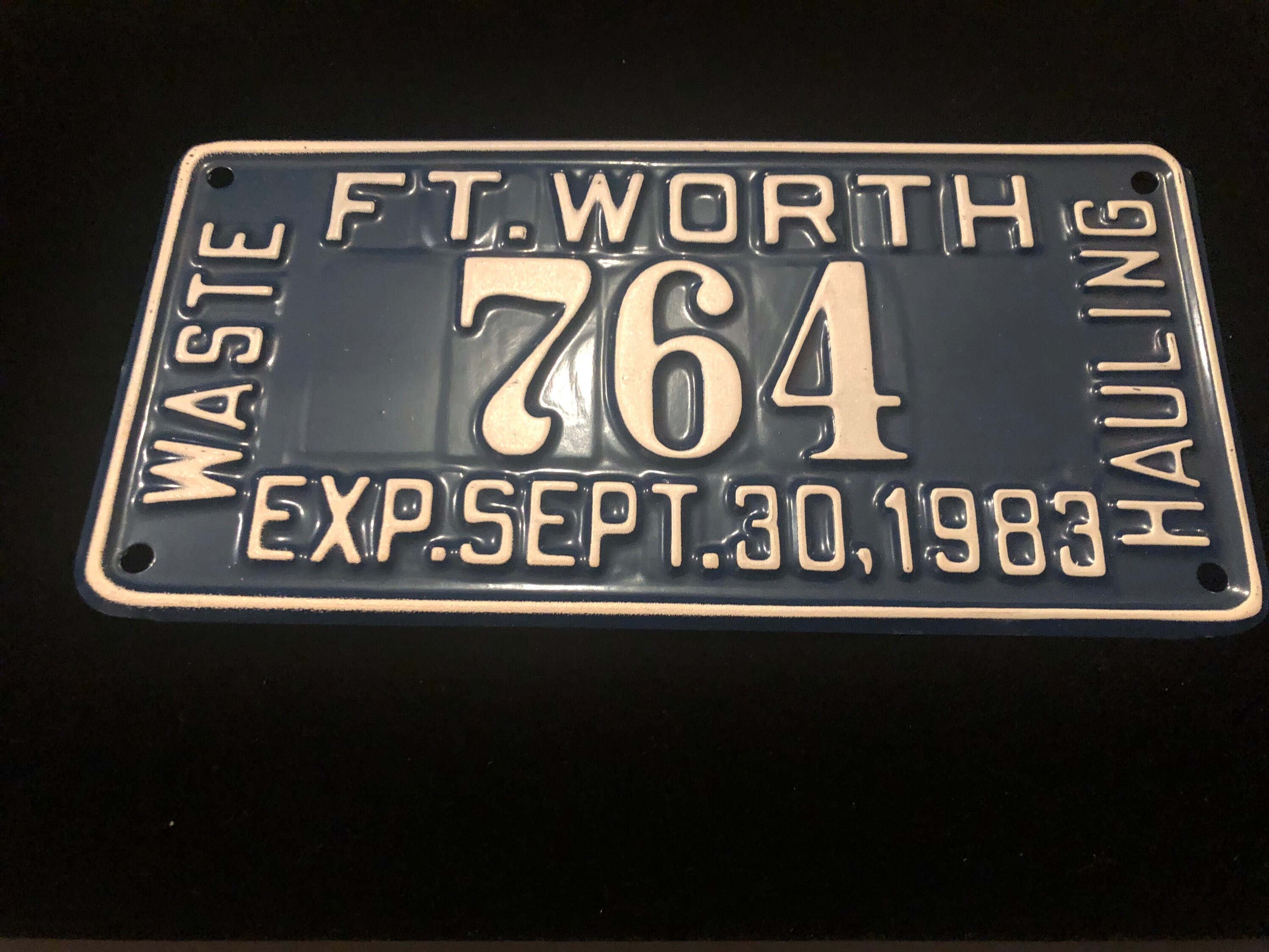 Vintage Original 1983 Ft Worth Hauling Waste License Plate in Mint ...