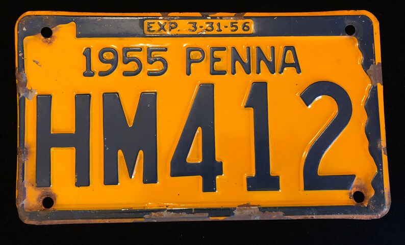 Vintage Original 1955 PA License Plate in Excellent Condition - Etsy