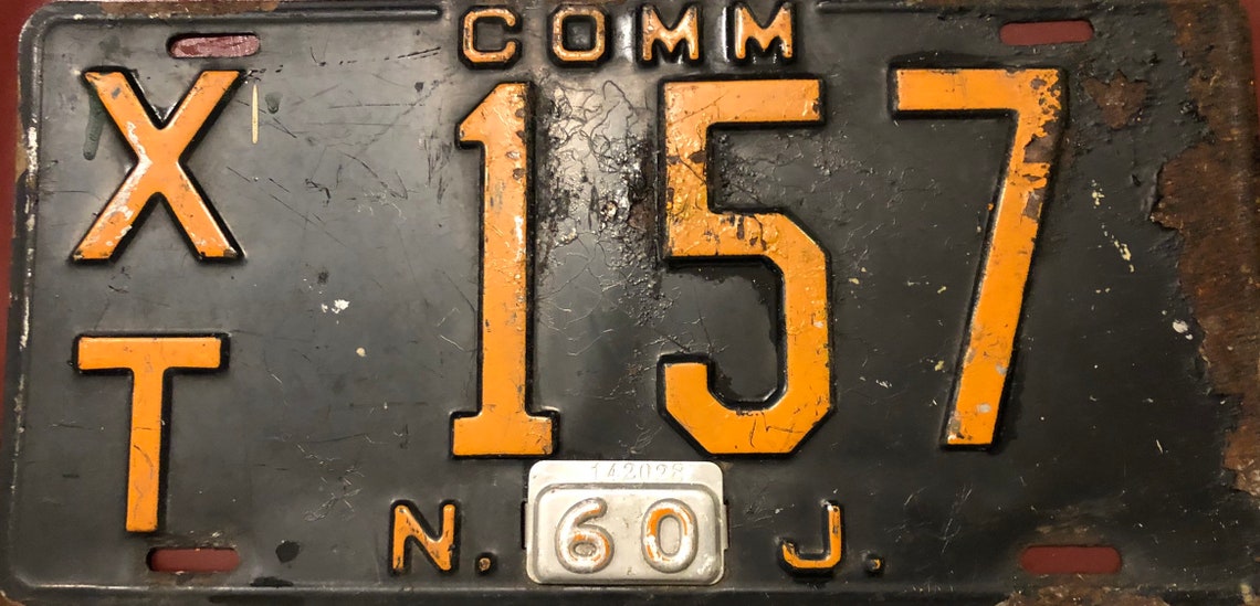 1960 Vintage NJ Commercial License Plate With Registration Tag - Etsy