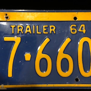 1964 PA Original Vintage Trailer License Plate in Great Condition - Etsy