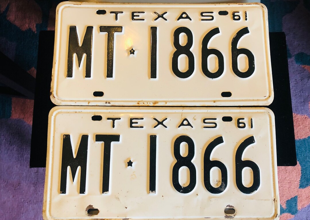 Vintage Original Set of Two Matching 1961 Texas License Plates - Etsy