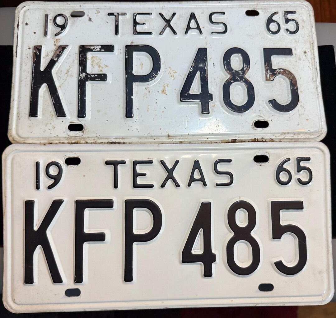 Vintage Set of Two Matching 1965 Texas License Plates in Good Condtion ...