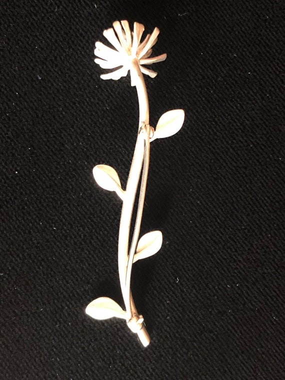 Vintage Sterling Silver Flower Pin - Gem