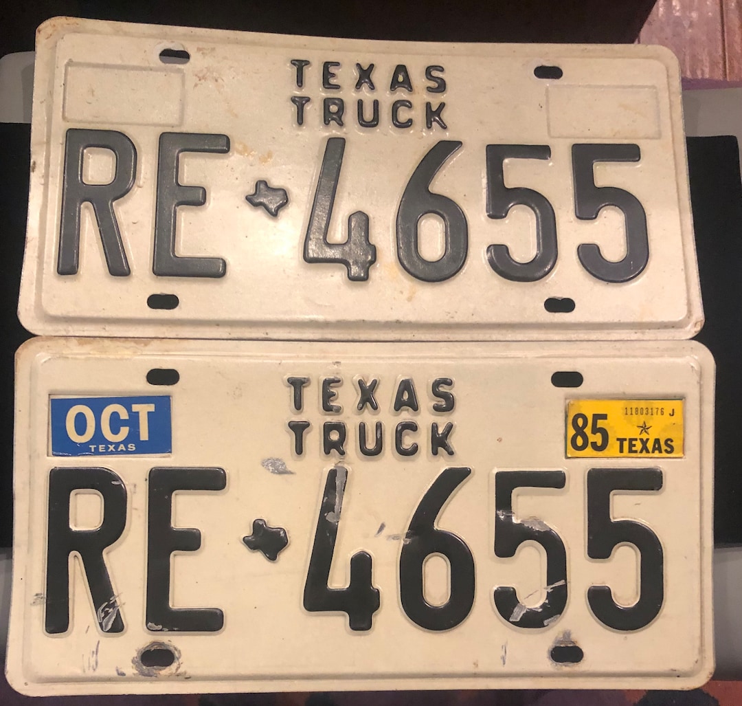 Vintage Original Set of Two 1985 Matching Texas Truck License Plates - Etsy