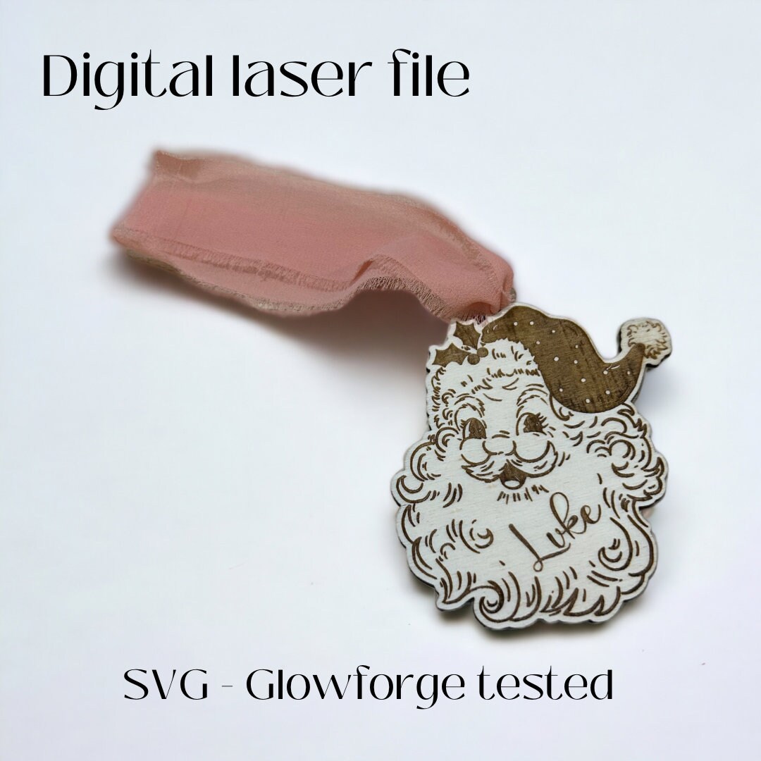 Vintage Santa Ornament Tag Digital File for Laser Christmas Glowforge ...