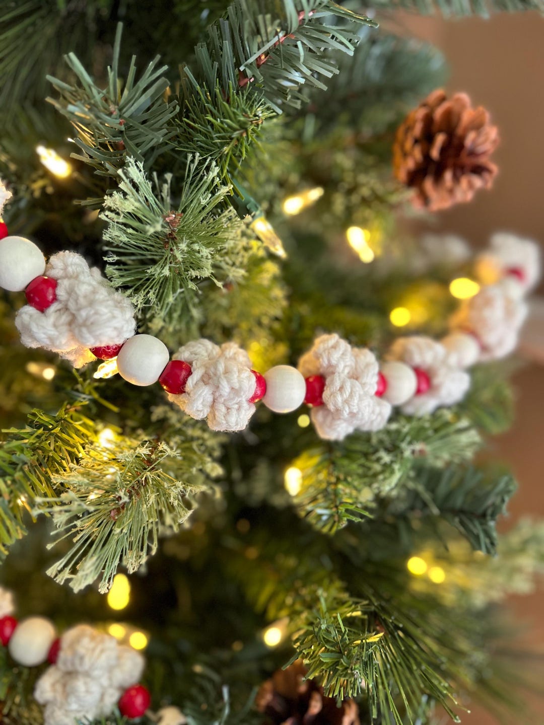 9 Feet of Crocheted Popcorn Garland for Your Tree or Mantel - Etsy