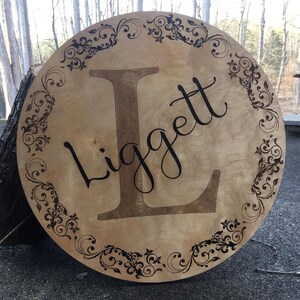 Customized Wooden Family Sign, Family Name Round Sign, Housewarming ...