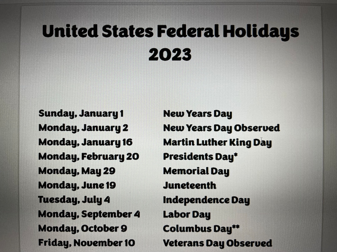 US Federal Holiday List - Etsy