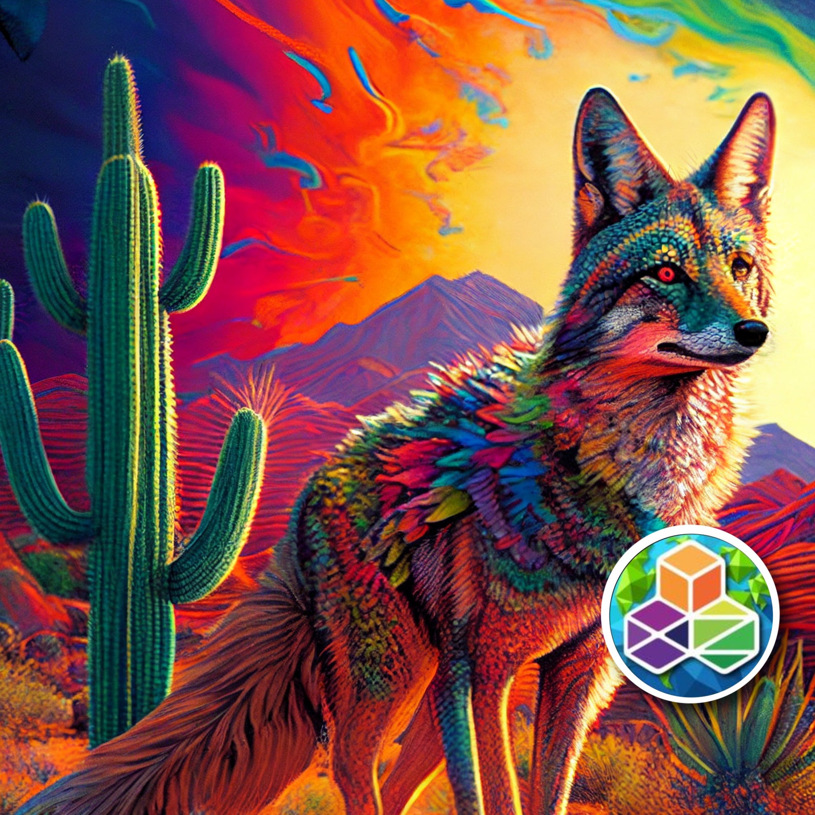Mexican Coyote in the Desert: A Captivating Digital Wall Art Showcasing ...