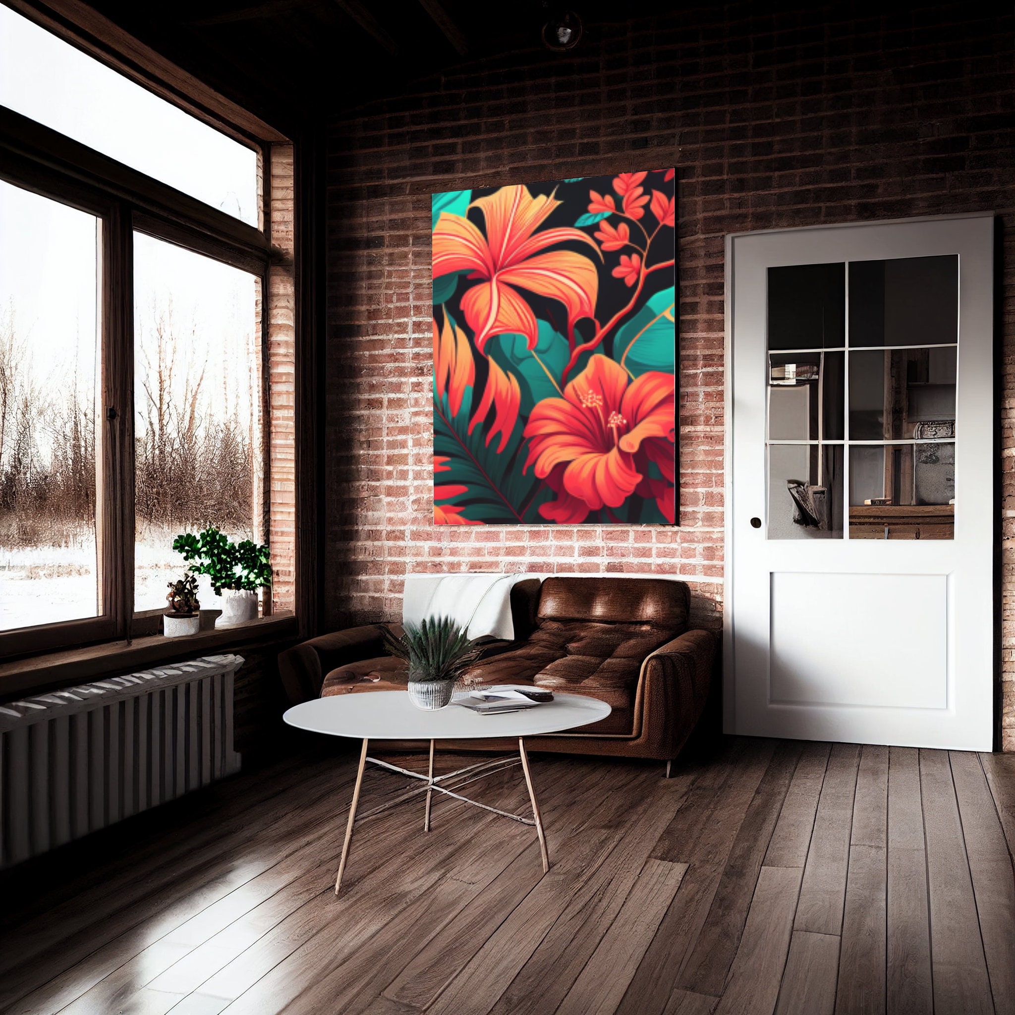 High-contrast Digital Art of Colorful Jungle Flowers and - Etsy