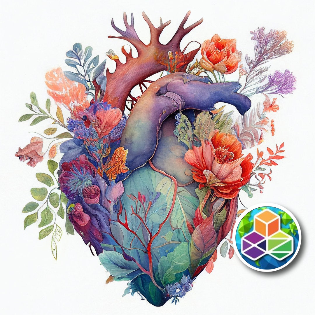 Anatomical Heart Blossoming With Exotic Flowers. Printable File. - Etsy