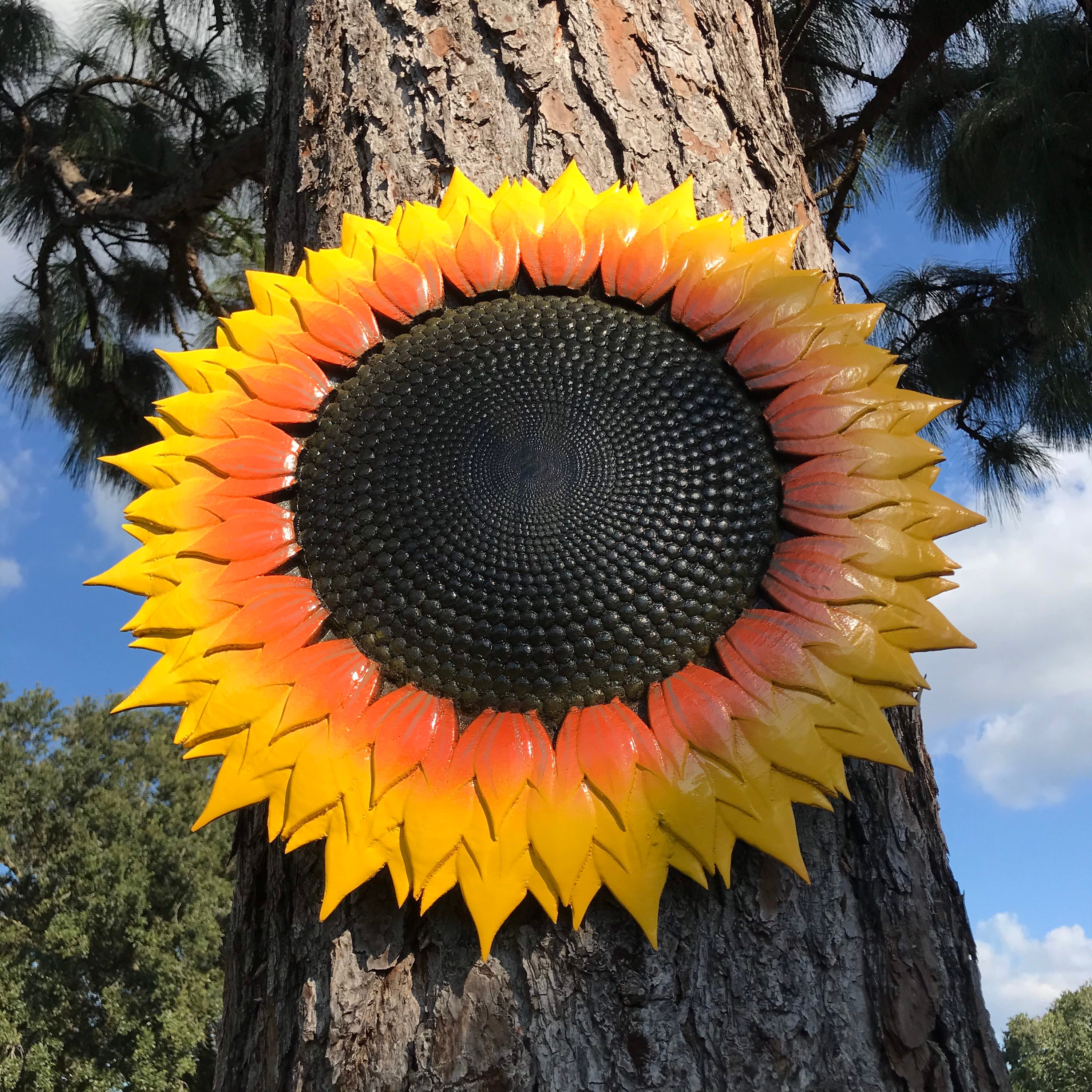 Sunflower Wood Sculpture Garden Home Decoration. Custom | Etsy
