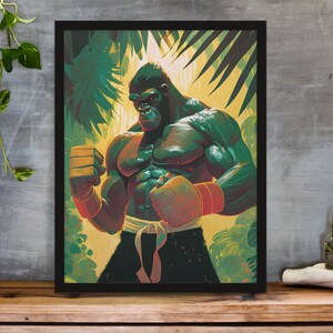 Colorful and Dynamic Digital Art of a Savage Gorilla With Boxing Gloves ...