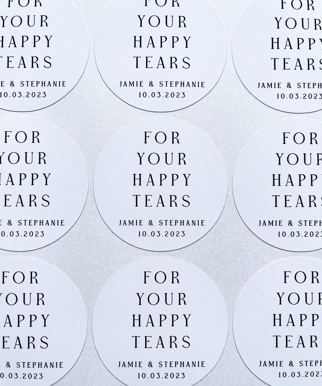 For Your Happy Tears Wedding Stickers, Personalised Wedding Stickers ...