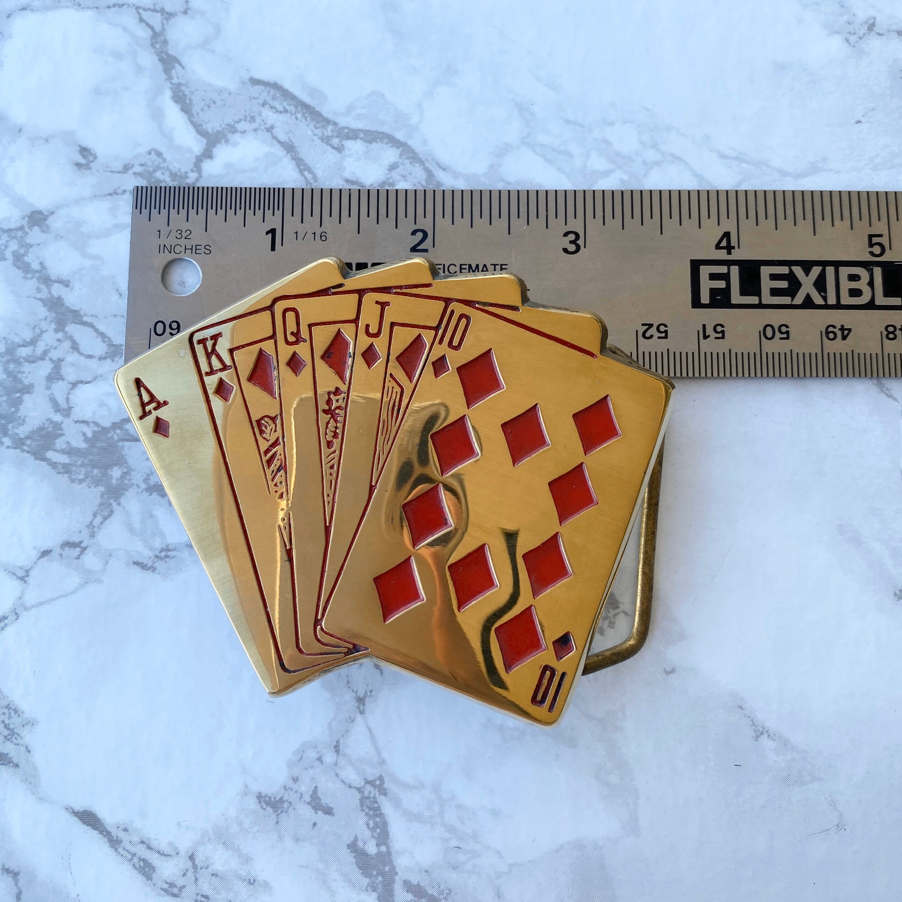 Vintage Men's Belt Buckle Cards Royal Flush Solid Brass - Etsy