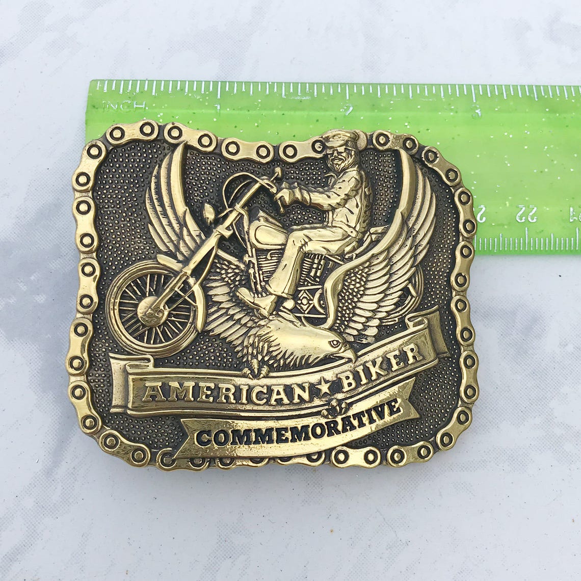 Vintage Men's Belt Buckle Biker Commemorative Solid Brass - Etsy