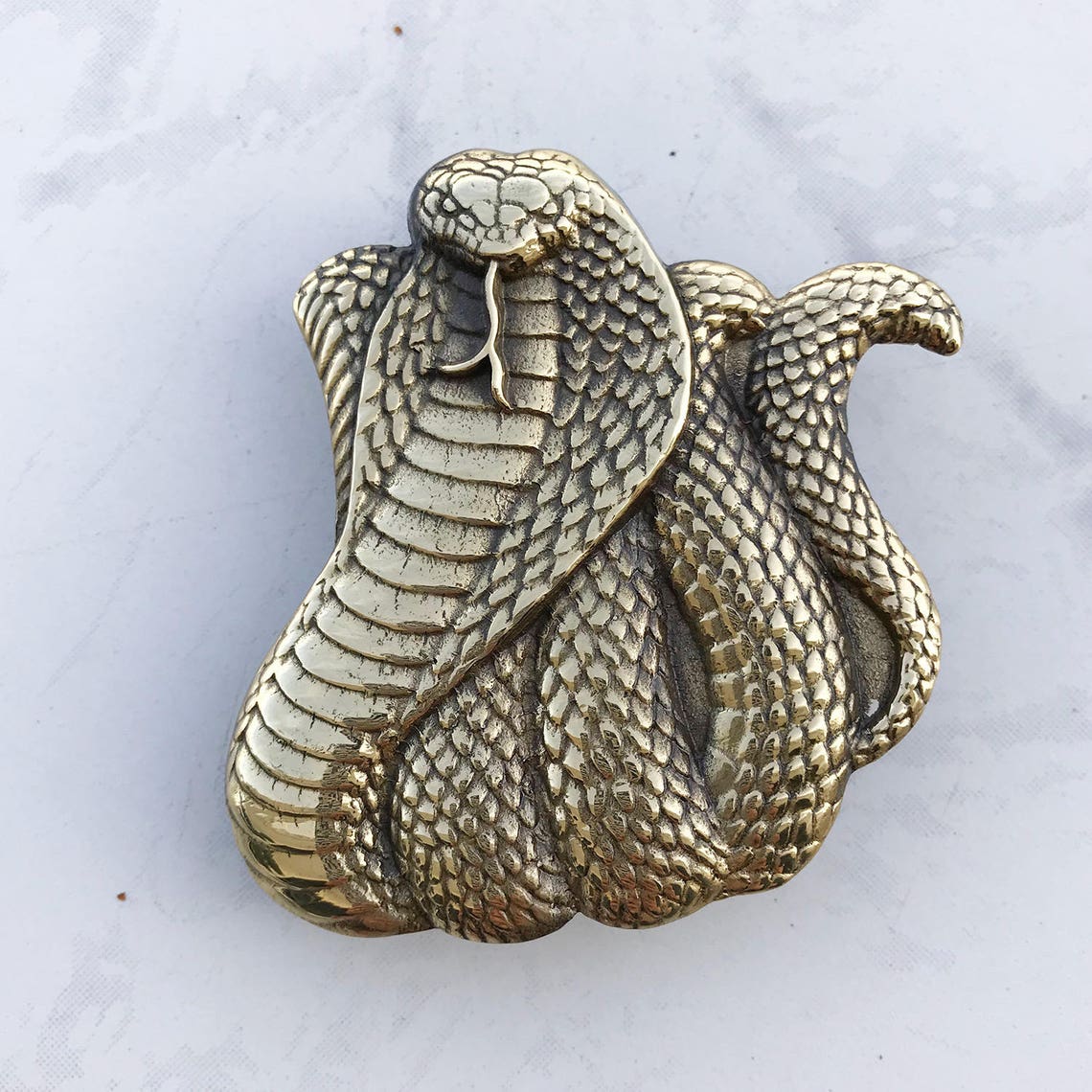 Vintage Men's Belt Buckle Snake Solid Brass 1980 Baron Buckles - Etsy