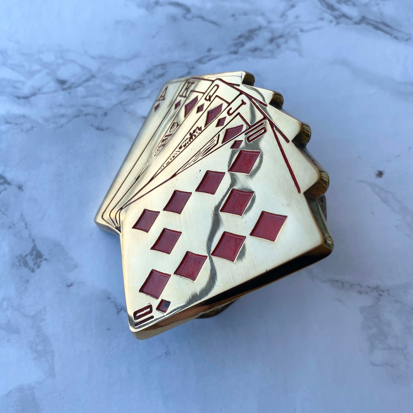 Vintage Men's Belt Buckle Cards Royal Flush Solid Brass - Etsy
