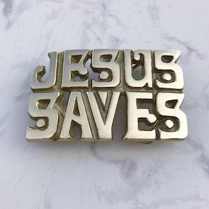 Vintage Men's Belt Buckle Jesus Saves Solid Brass Baron Buckles - Etsy
