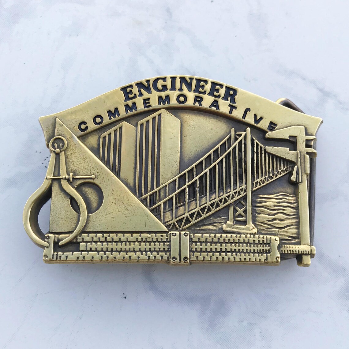 Vintage Men's Belt Buckle Engineer Commemorative Solid | Etsy