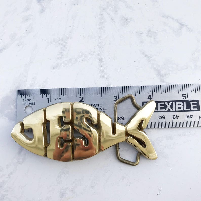 Vintage Men's Belt Buckle Jesus Fish Solid Brass Baron Buckles - Etsy
