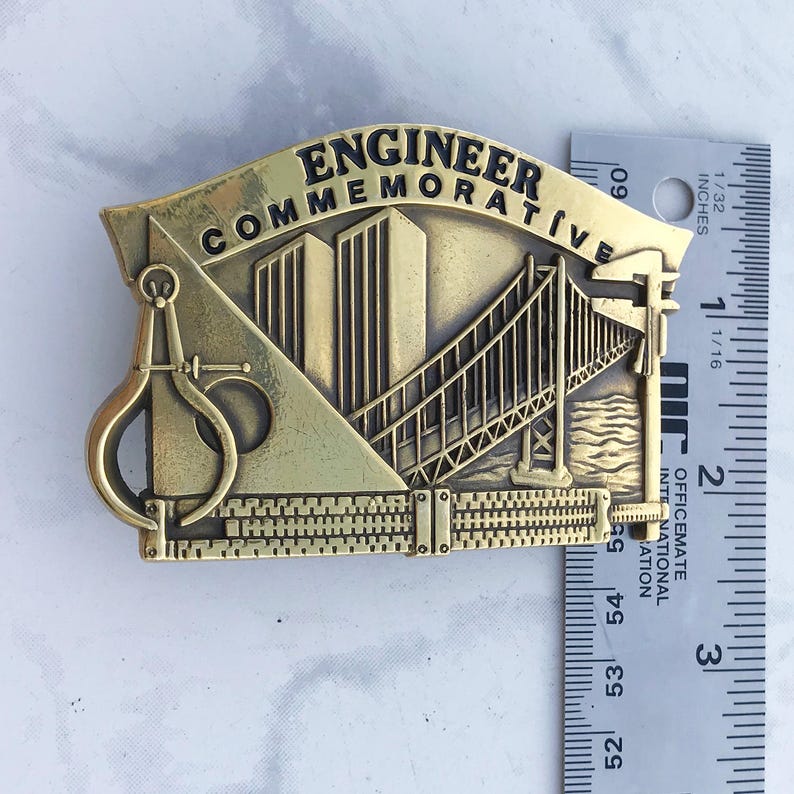 Vintage Men's Belt Buckle Engineer Commemorative Solid - Etsy