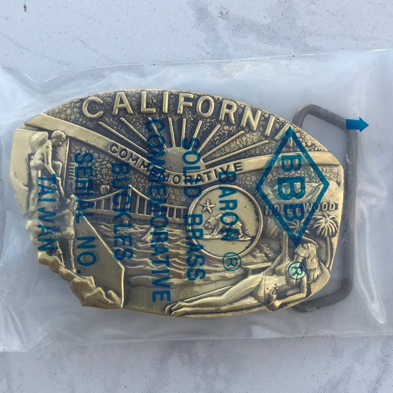 Vintage Belt Buckle California Commemorative Solid Brass 1984 | Etsy