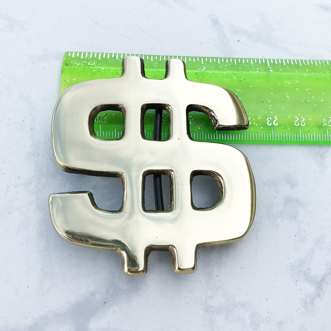 Vintage Belt Buckle Dollar Sign Solid Brass - Etsy