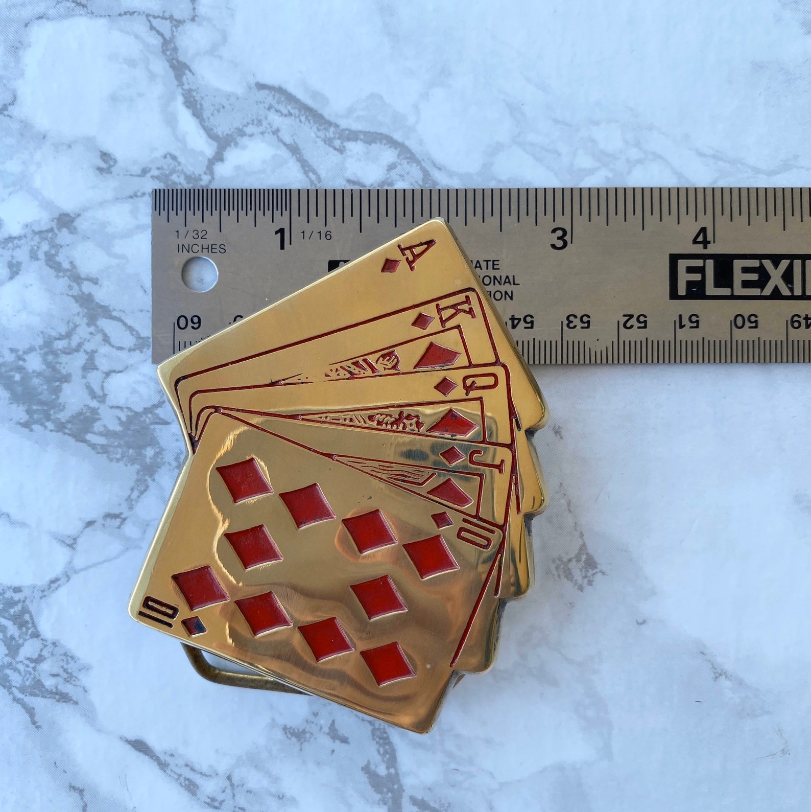 Vintage Men's Belt Buckle Cards Royal Flush Solid Brass - Etsy