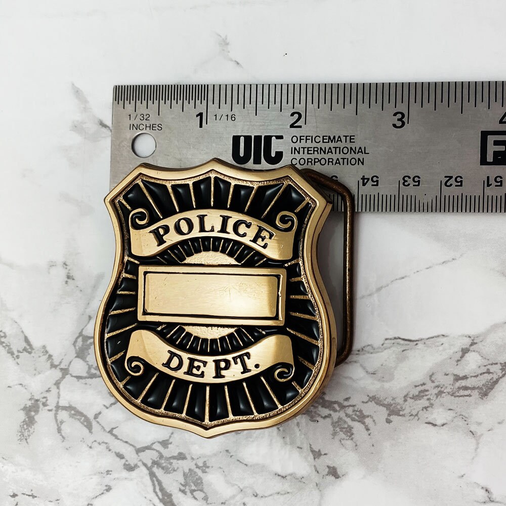 Vintage Belt Buckle Police Dept Badge Solid Brass 1978 Baron Buckles - Etsy