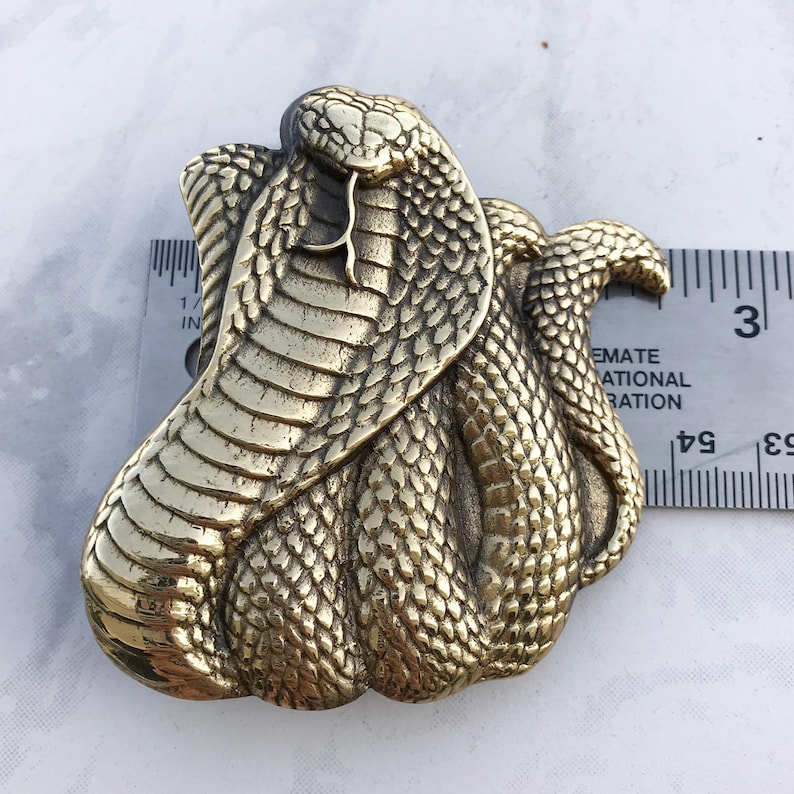 Vintage Men's Belt Buckle Snake Solid Brass 1980 Baron - Etsy