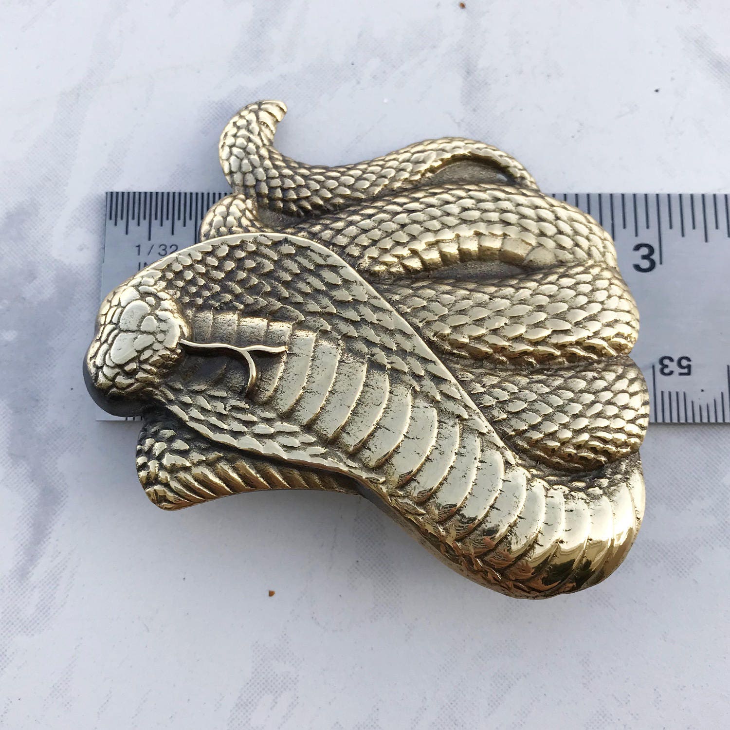 Vintage Men's Belt Buckle Snake Solid Brass 1980 Baron - Etsy