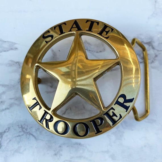 Vintage Men's Belt Buckle SIX PETAL State Trooper Buckle | Etsy