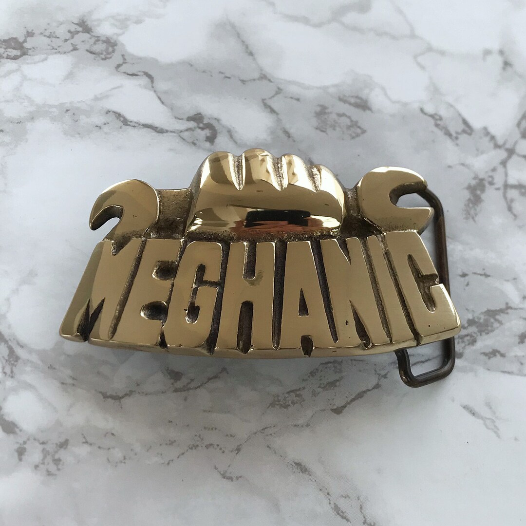 Vintage Belt Buckle Mechanic Solid Brass 1981 Baron Buckle - Etsy