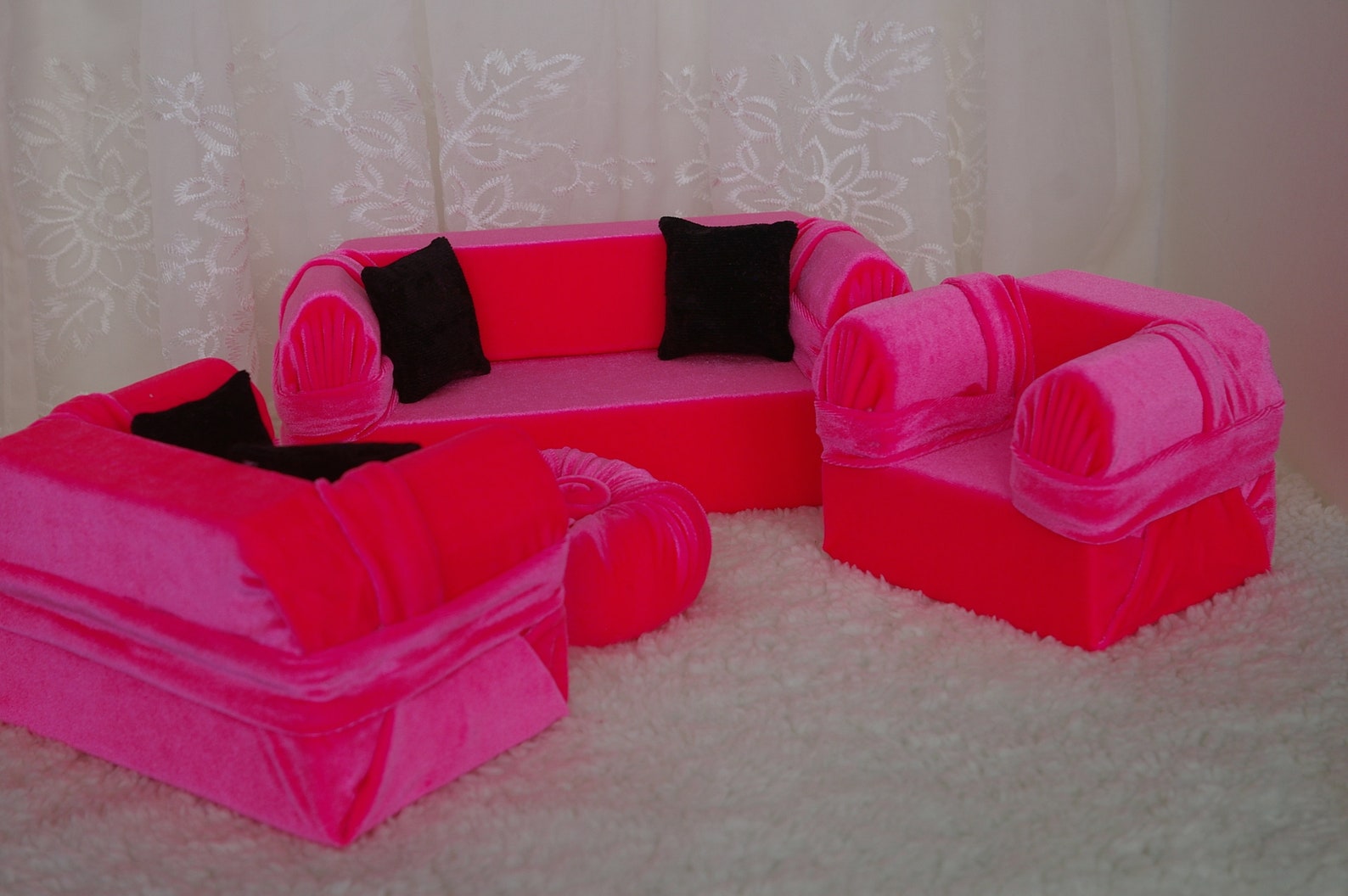 Deluxe Sofa Set Neon Pink Splash - Etsy