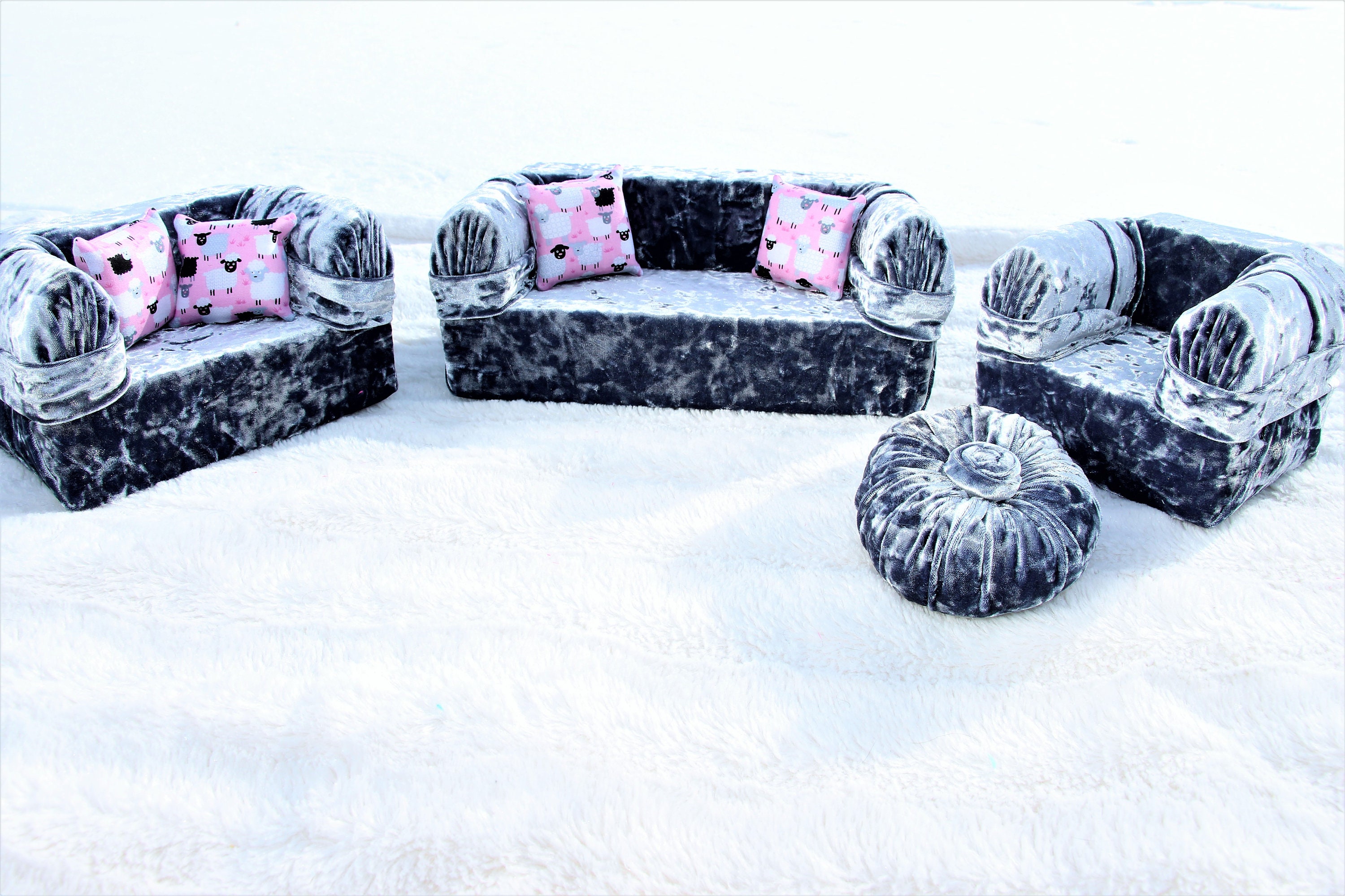 Classic Sofa Set - Iced Silver - Etsy